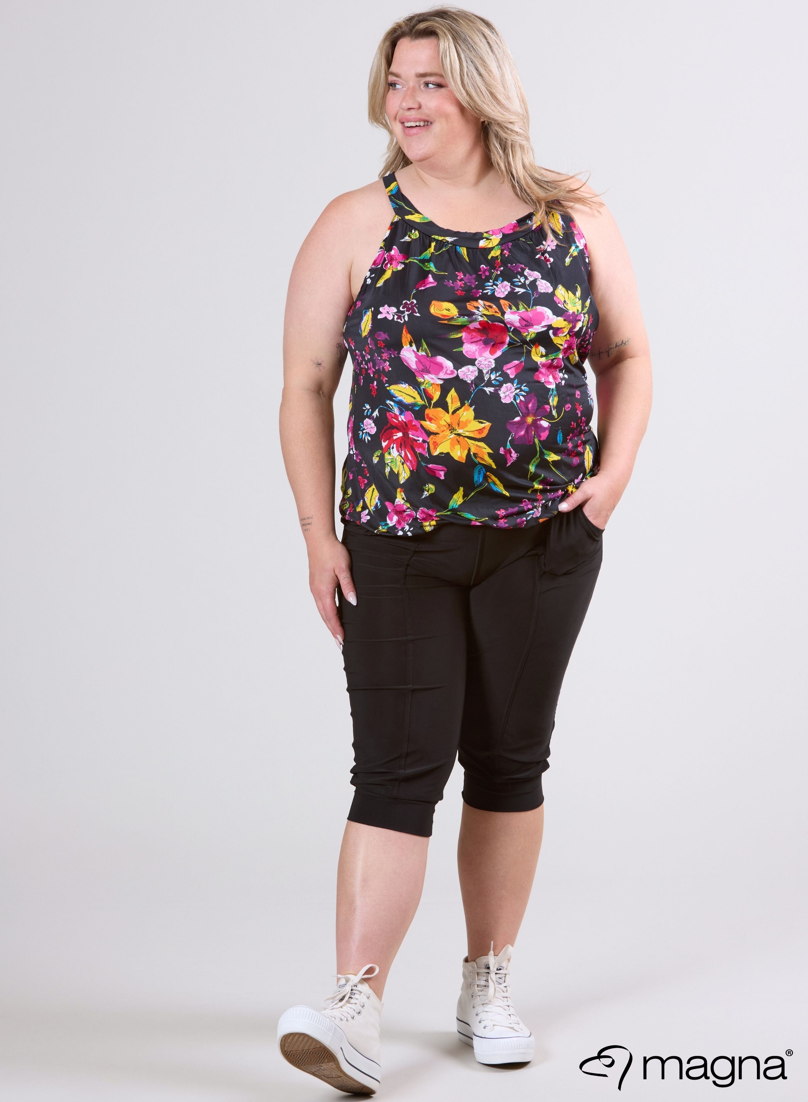 Magna Halter Style Open Back Top Colorful Flowers – MyStyleSquad