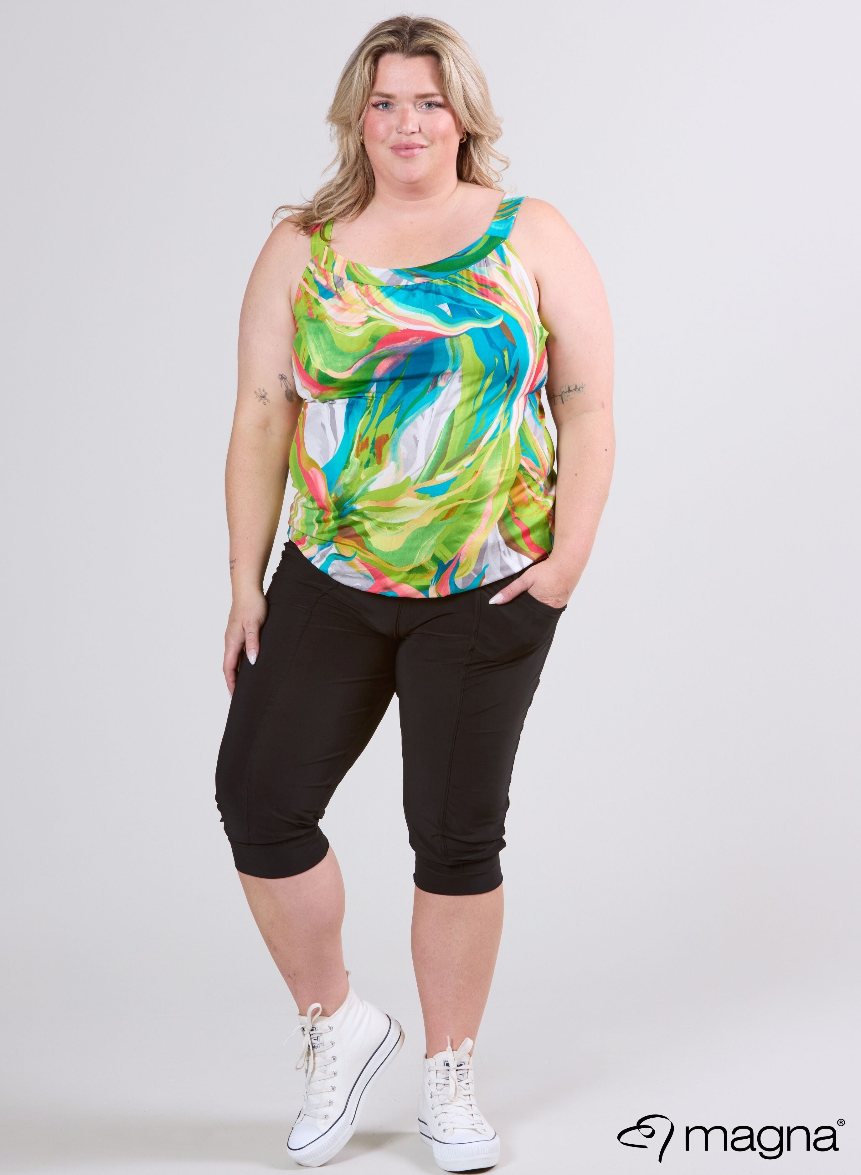 Magna Halter Style Open Back Top Green Waves – MyStyleSquad