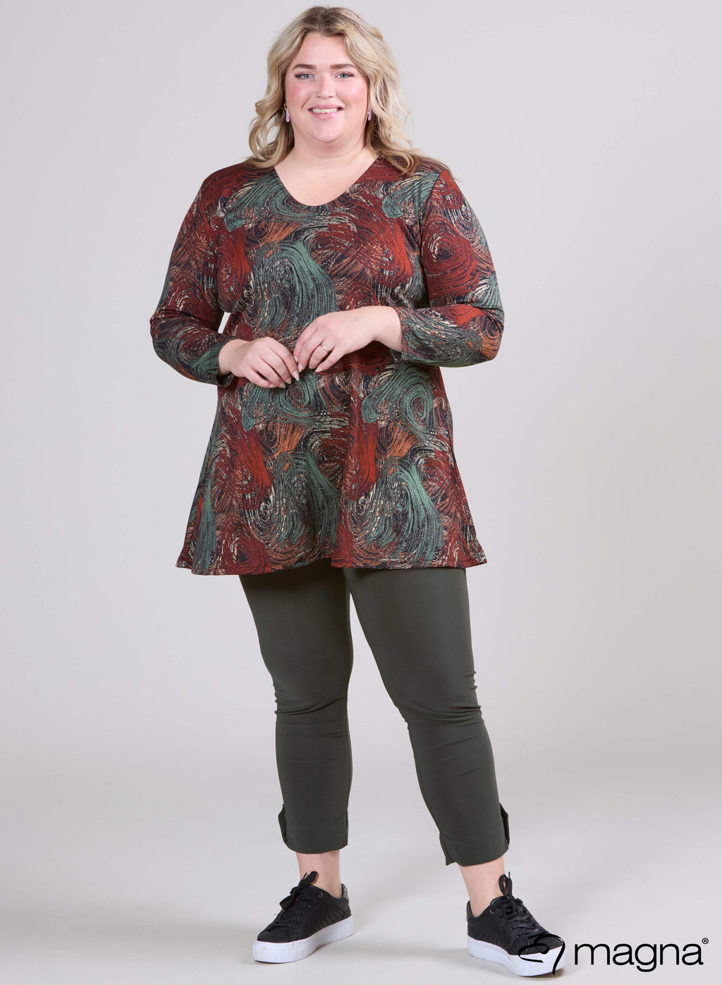 Magna Heavy Vicose Long Aline Shirt Waves Rust Green – MyStyleSquad