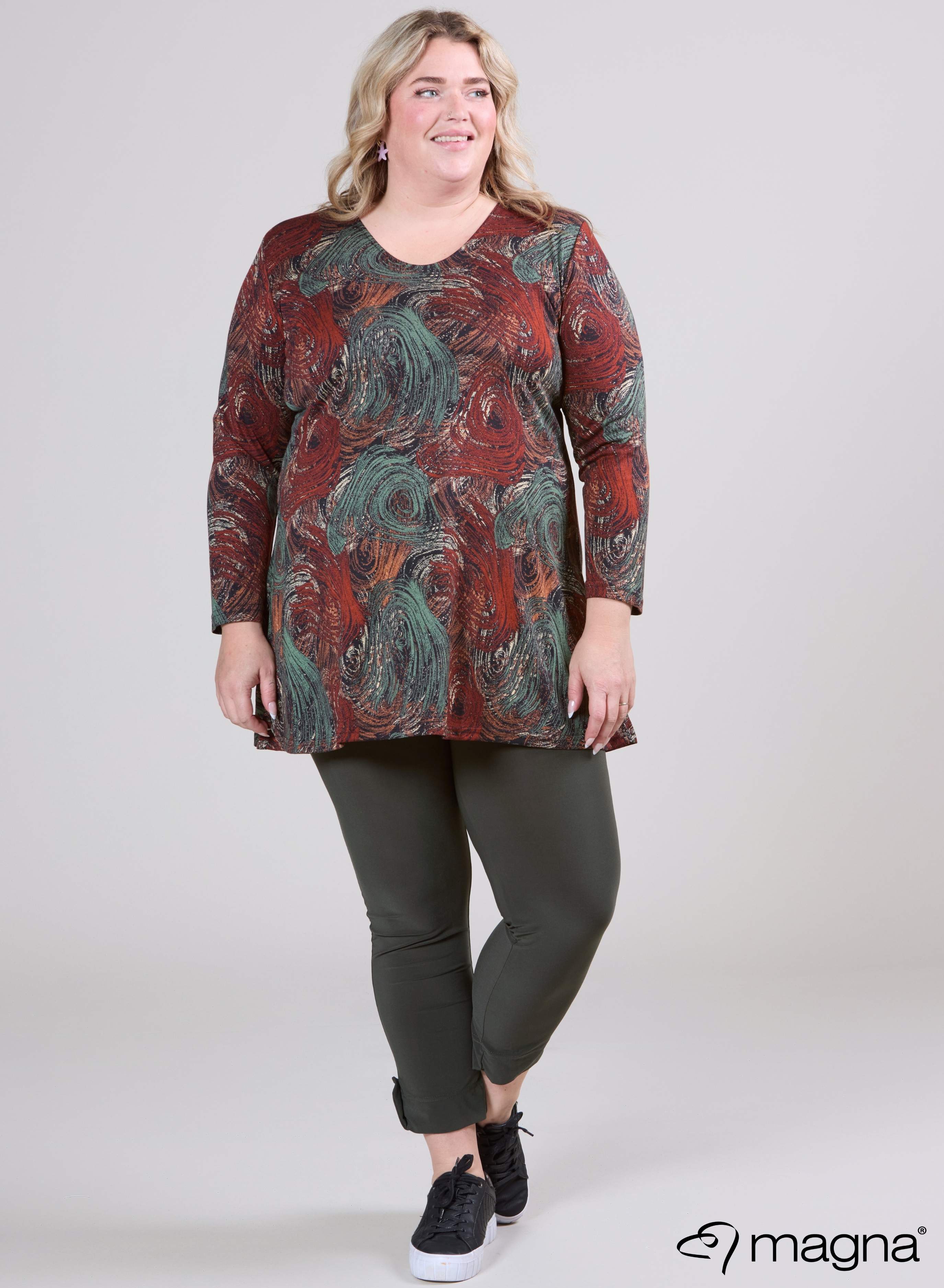 Magna Heavy Vicose Long Aline Shirt Waves Rust Green – MyStyleSquad
