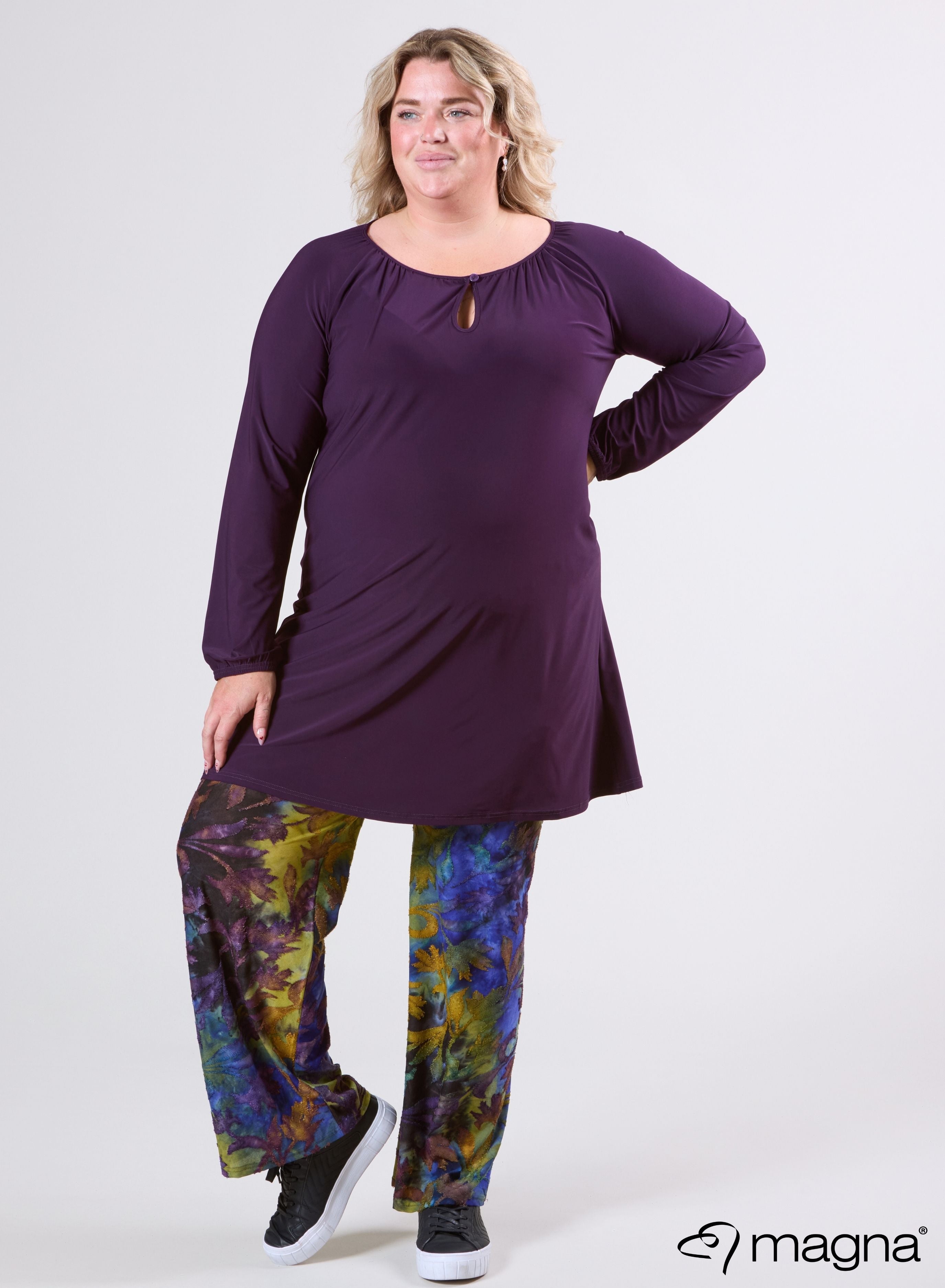 Magna Ruffle Pleated Tunic Dark Purple – MyStyleSquad